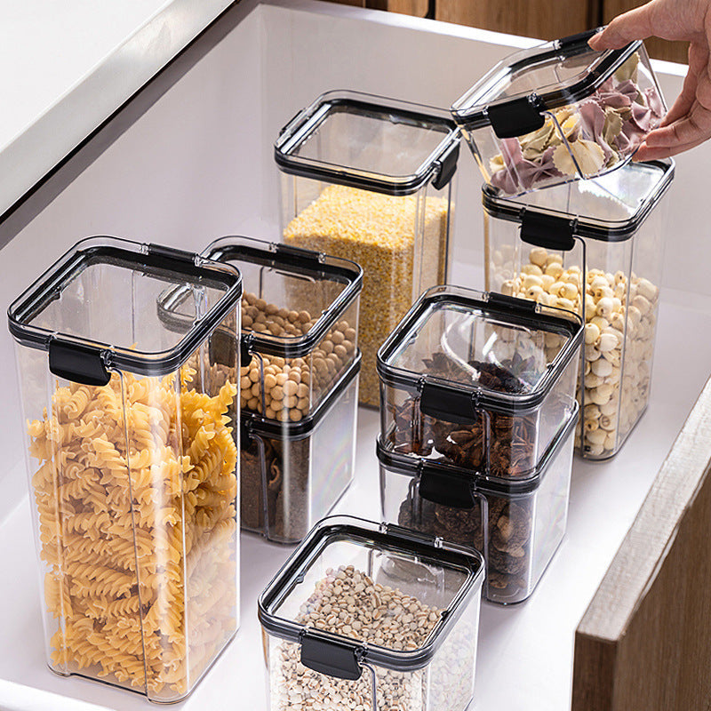 Kitchen Sealed Jar Storage Box Household Plastic Dry Goods Storage Foo ...